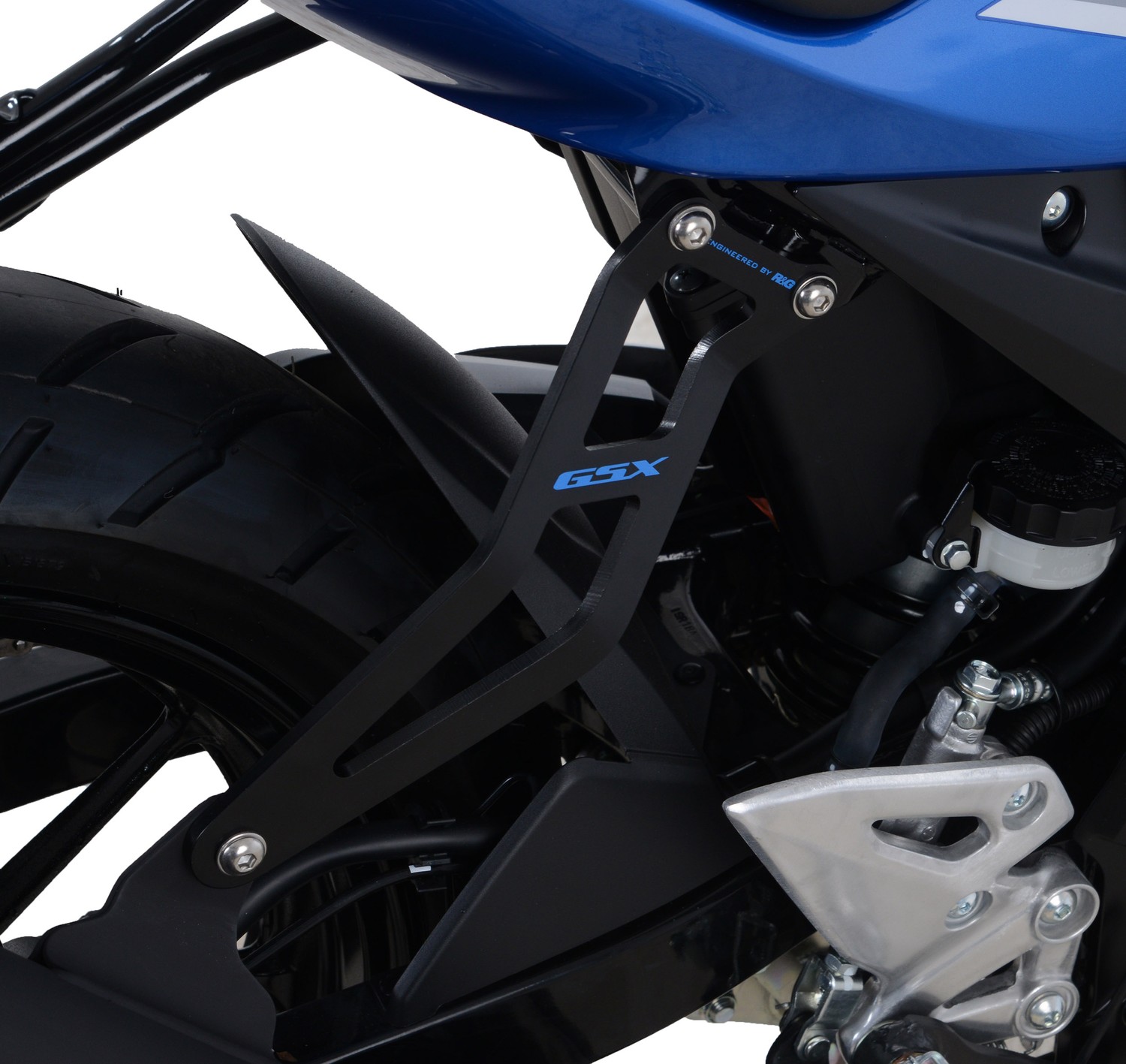 R G Racing Exhaust Hanger Black with Blue Logo for Suzuki GSX R125 GSX S125 17